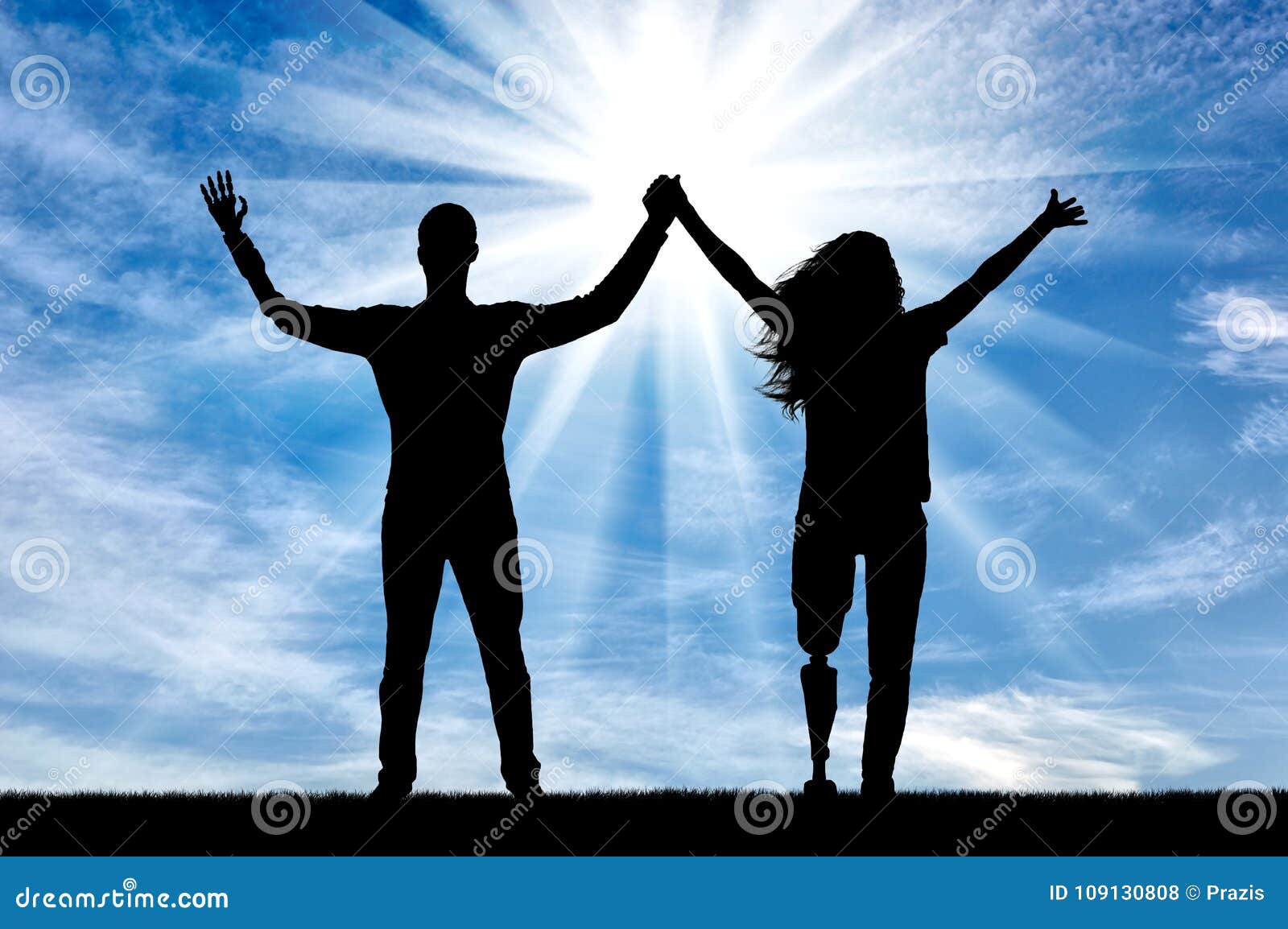 Happy Man and Woman Holding Hands with Artificial Limbs Hands and Legs ... Happy Man and Woman Holding Hands with Artificial Limbs Hands and Legs ...