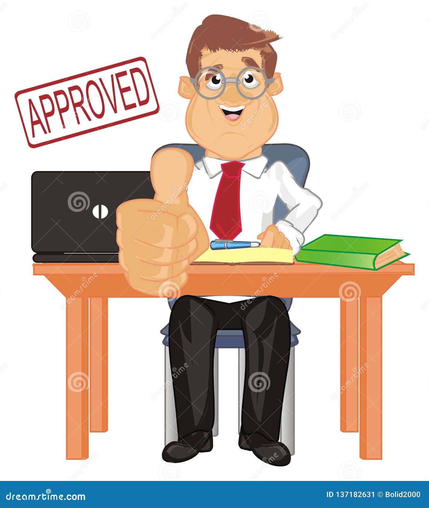 Manager with Approved Stamp Stock Illustration - Illustration of ...