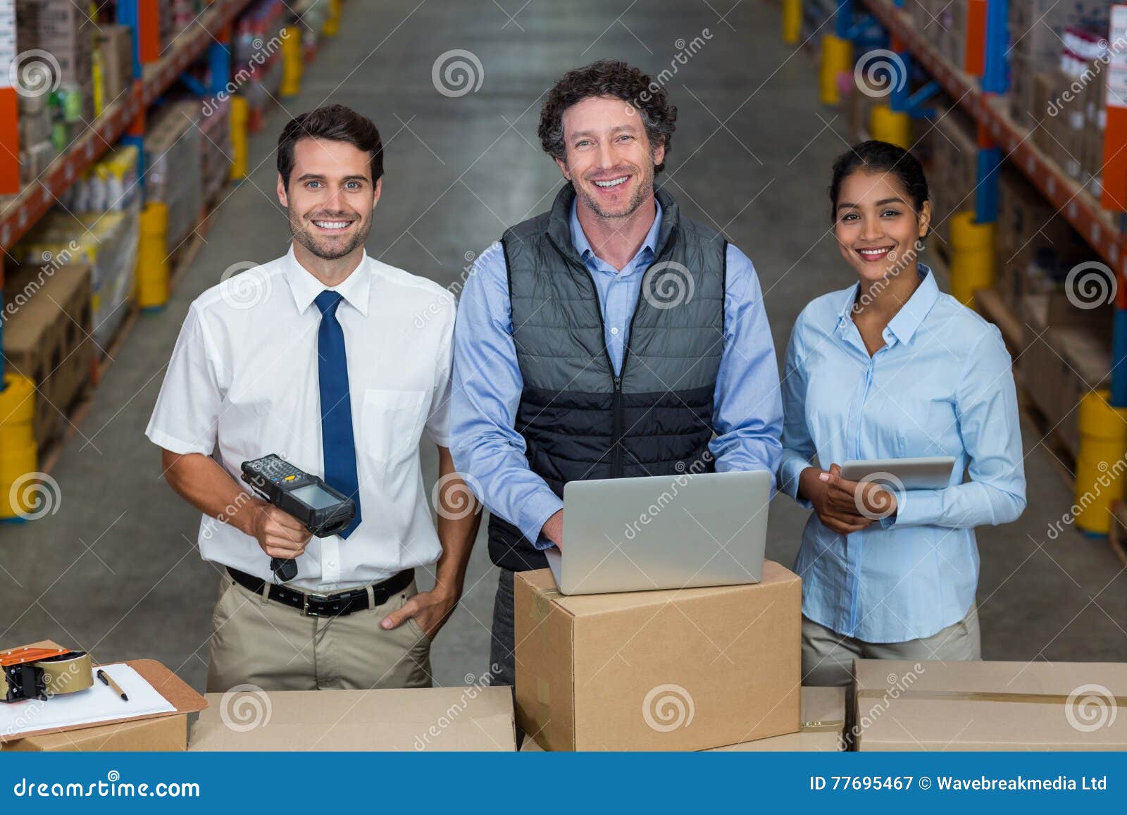 Happy Managers are Posing during Work Stock Image - Image of freight ...
