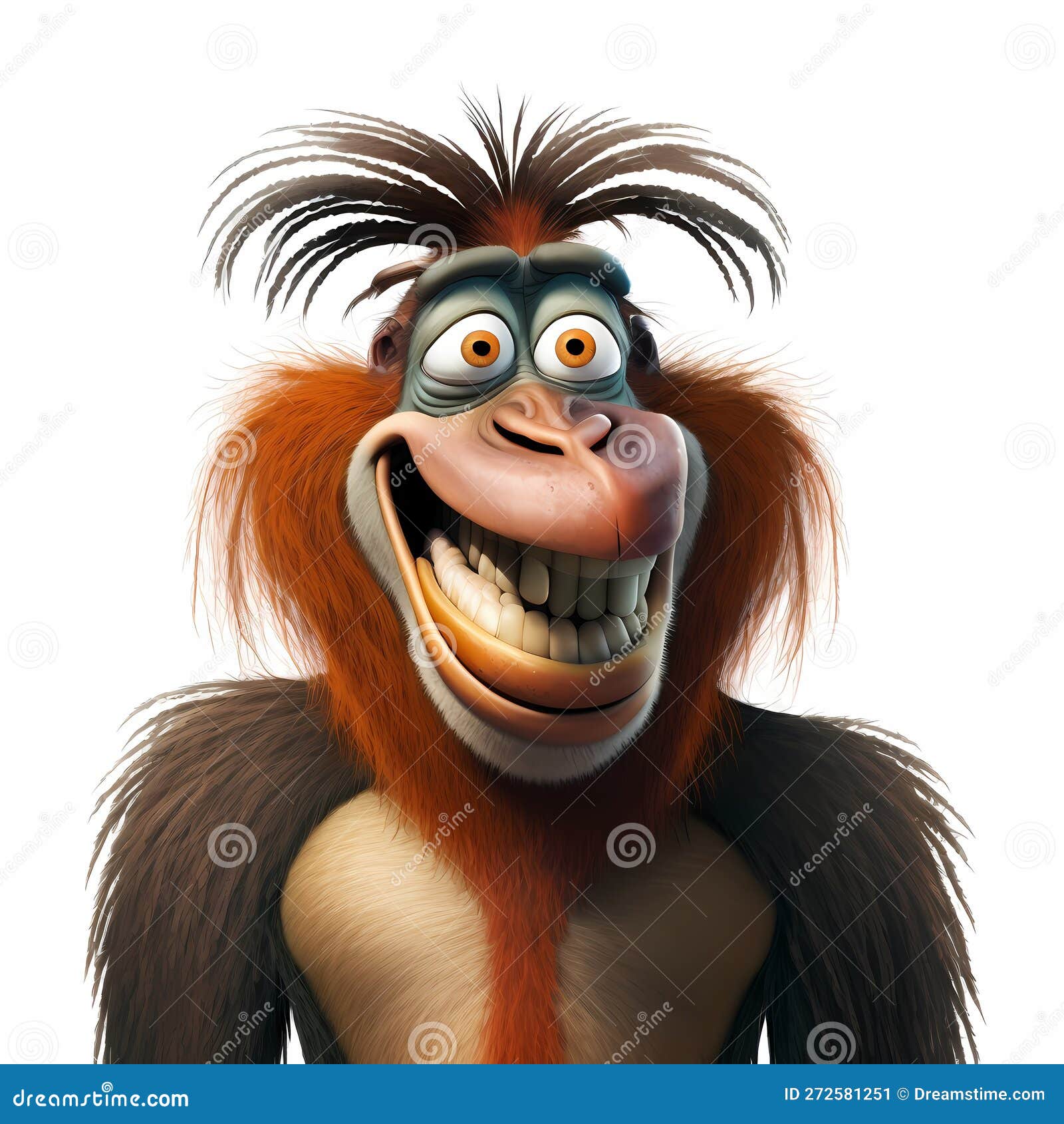 Happy Mandrill Cartoon. Generative AI Stock Illustration - Illustration ...