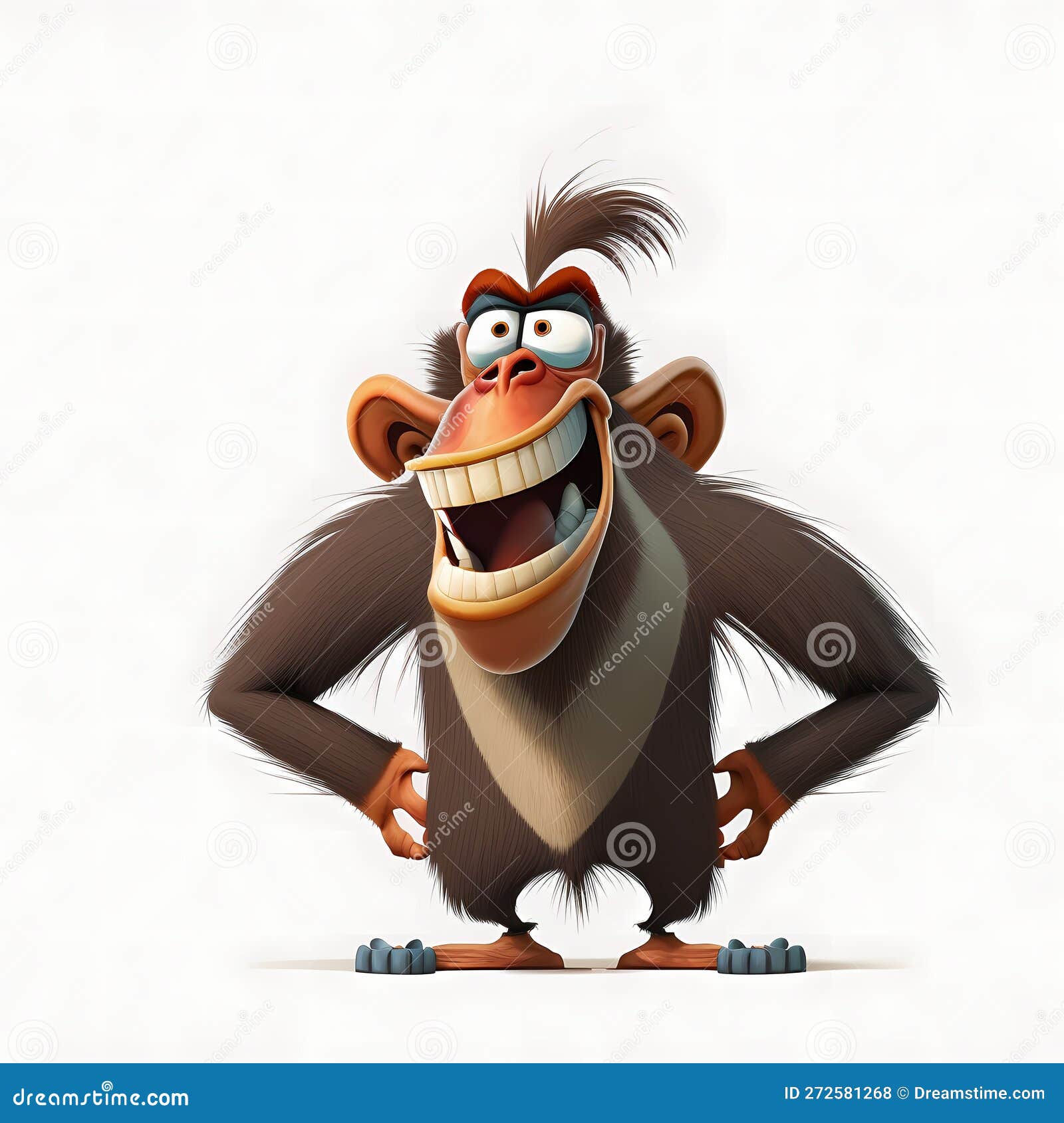 Happy Mandrill Cartoon. Generative AI Stock Illustration - Illustration ...