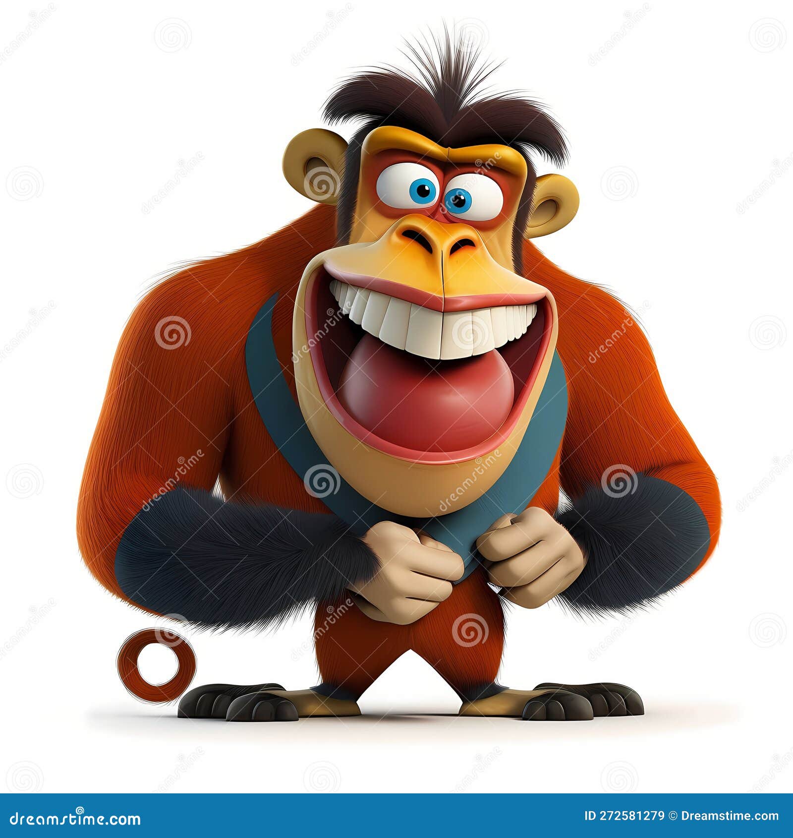 Happy Mandrill Cartoon. Generative AI Stock Illustration - Illustration ...