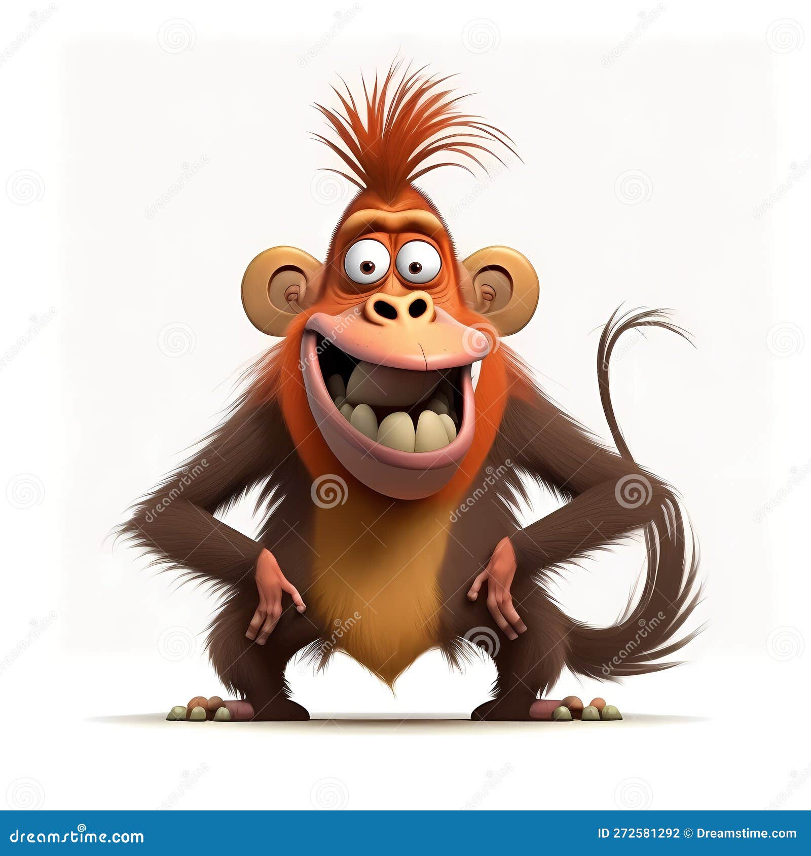 Happy Mandrill Cartoon. Generative AI Stock Illustration - Illustration ...