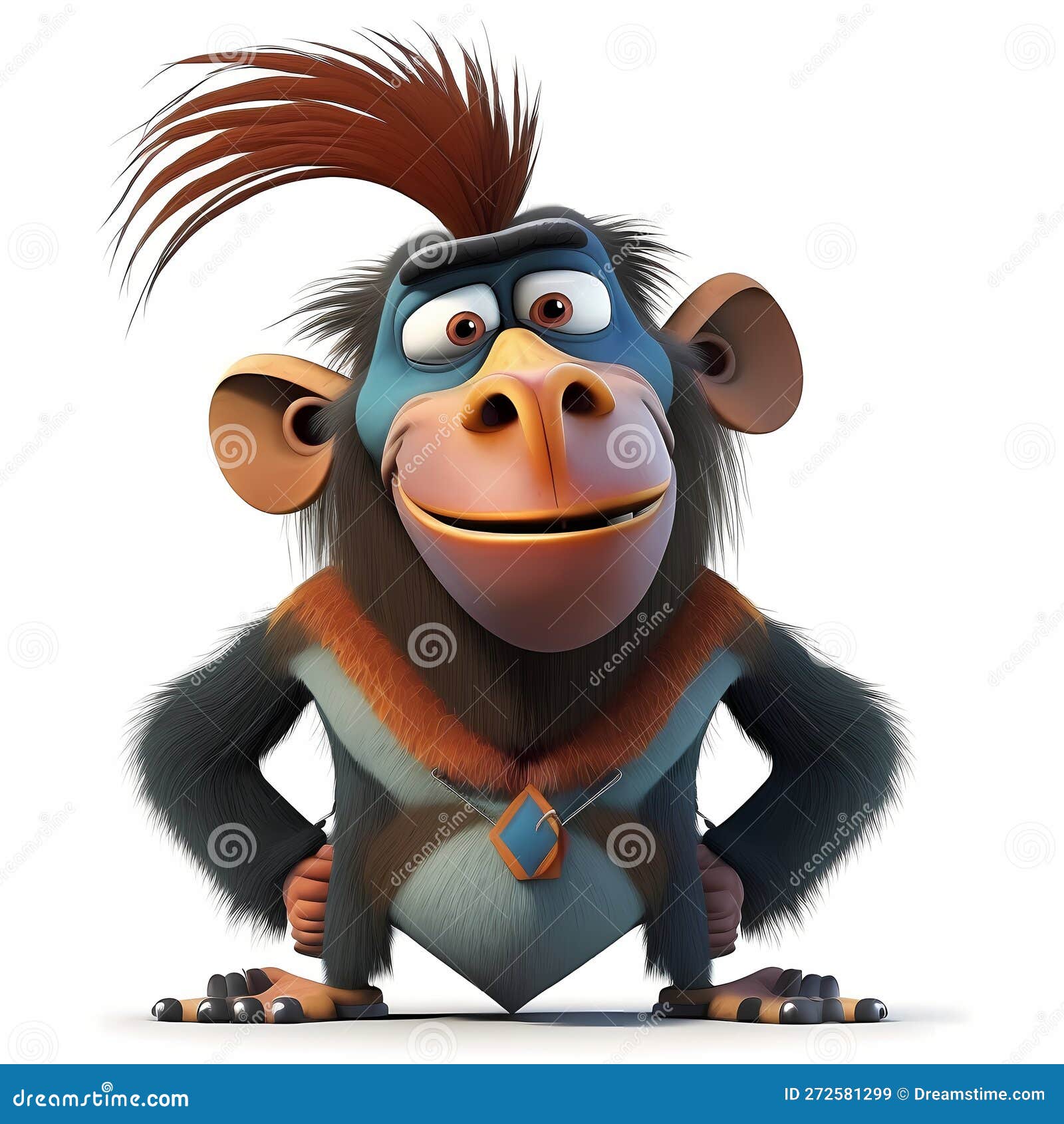 Happy Mandrill Cartoon. Generative AI Stock Illustration - Illustration ...