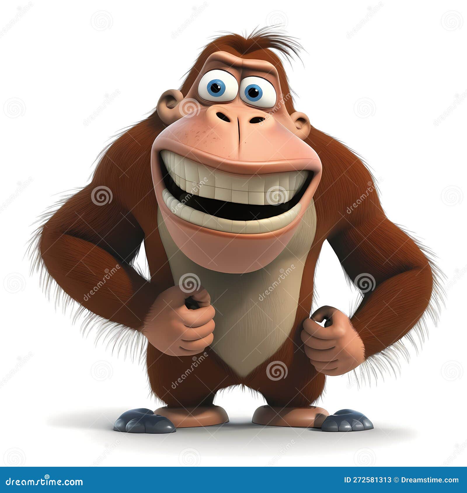 Happy Mandrill Cartoon. Generative AI Stock Illustration - Illustration ...