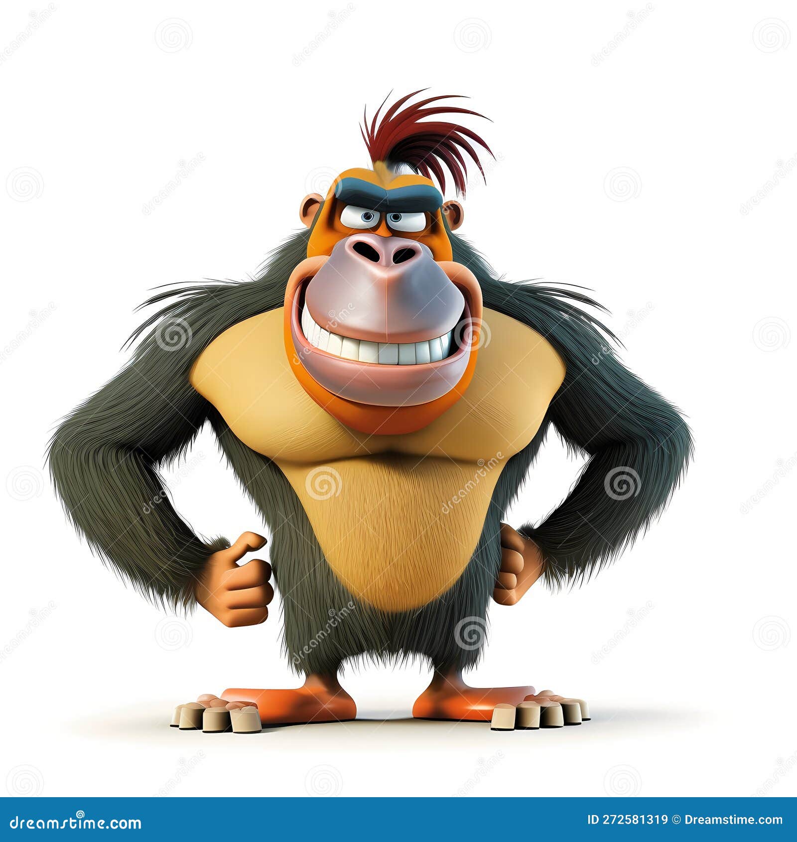 Happy Mandrill Cartoon. Generative AI Stock Illustration - Illustration ...