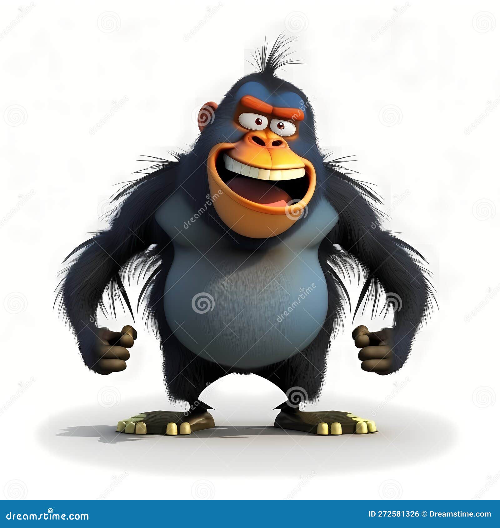 Happy Mandrill Cartoon. Generative AI Stock Illustration - Illustration ...