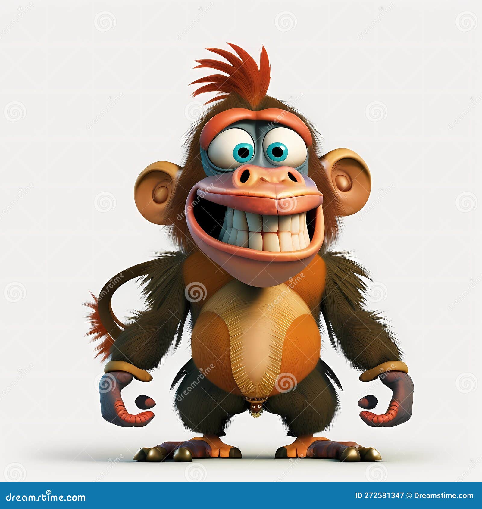 Happy Mandrill Cartoon. Generative AI Stock Illustration - Illustration ...