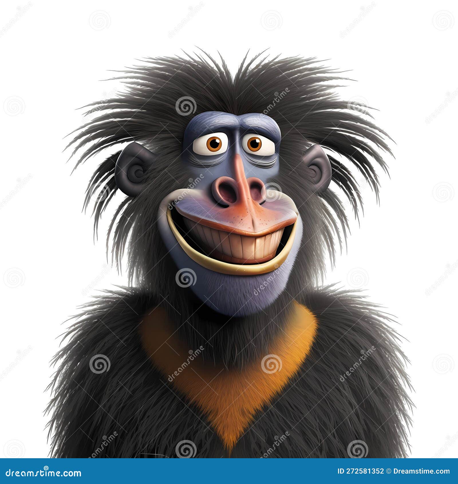 Happy Mandrill Cartoon. Generative AI Stock Illustration - Illustration ...