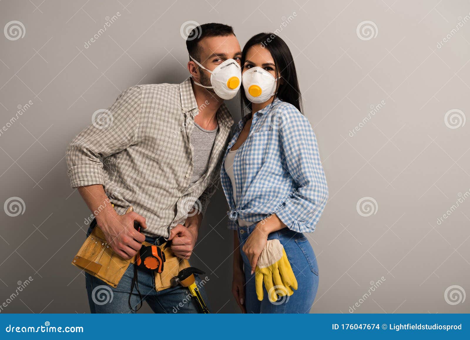 Manual Workers in Safety Masks on Stock Photo - Image of emotional ...