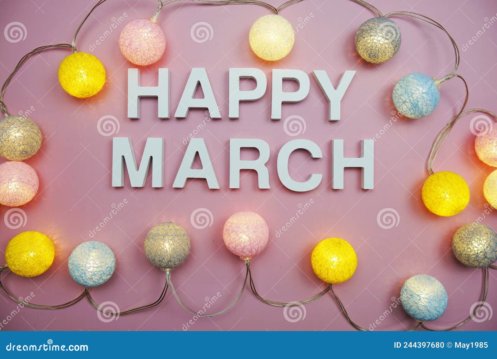 Happy March Alphabet Letters on Pink Background Stock Photo - Image of ...