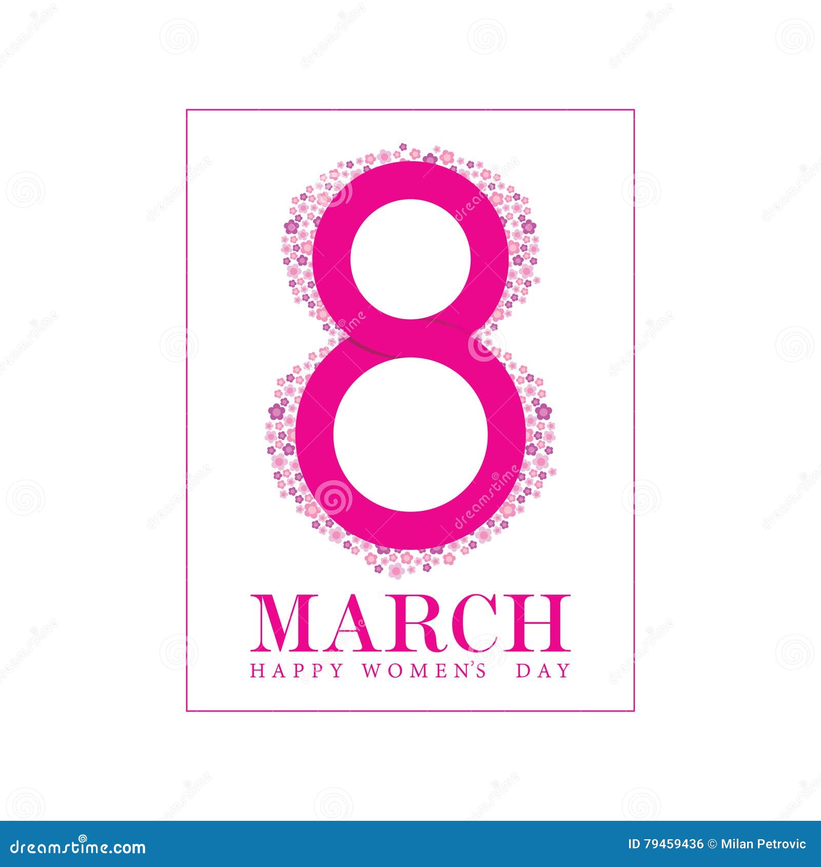 Happy 8 March Icon in Pink Illustration Stock Vector - Illustration of ...