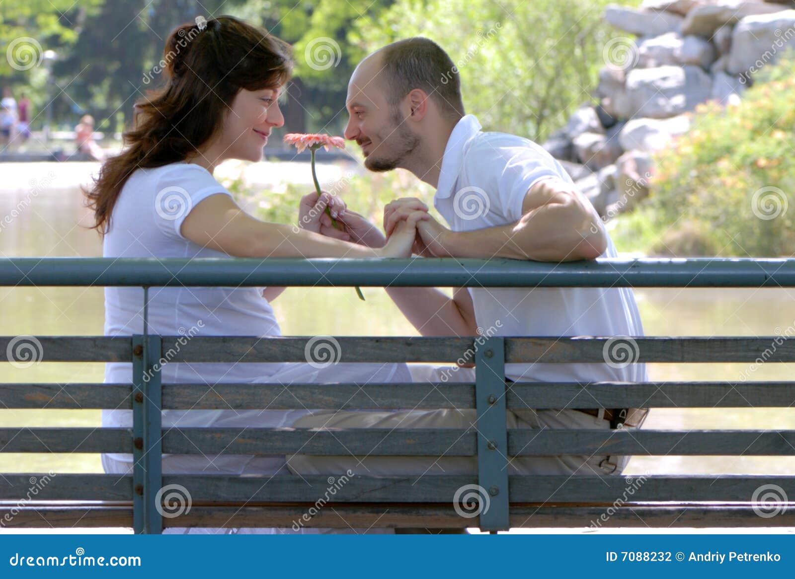 Happy Married Couple Sitting on a Bench Stock Photo - Image of careful ...