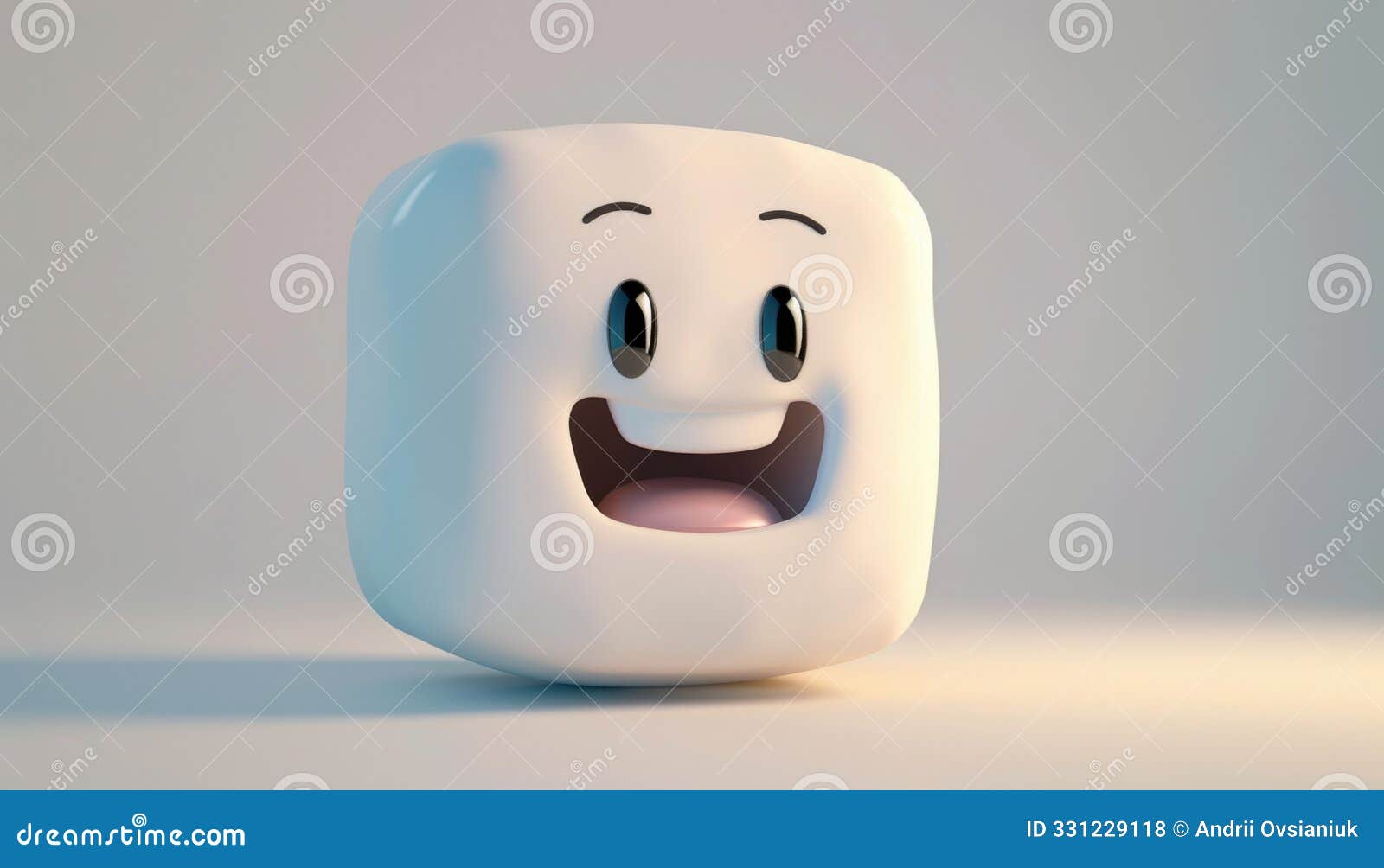 Happy Marshmallow Character Smiling with a Playful Expression in a ...