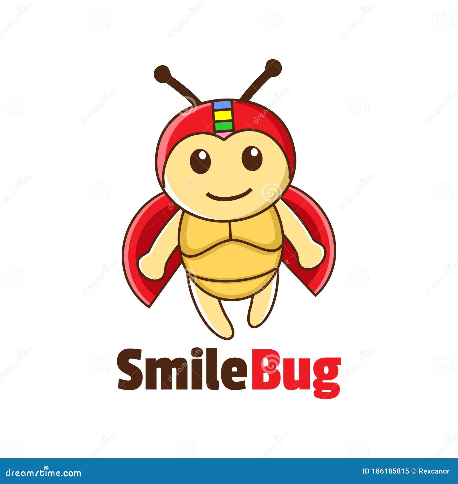 Happy Mascot Little Bug Cartoon Logo Design Stock Vector - Illustration ...