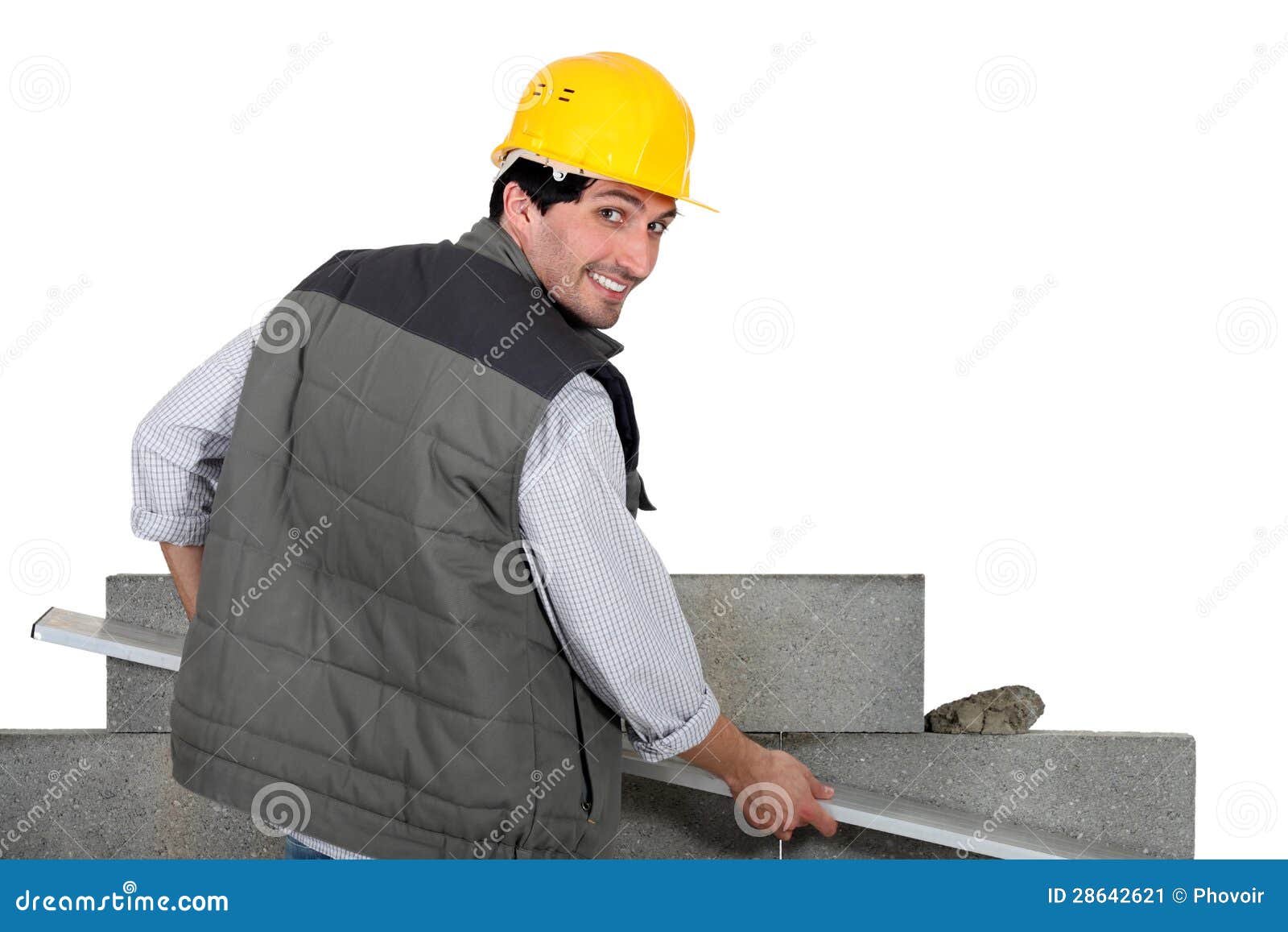 Happy mason stock image. Image of professional, wall - 28642621
