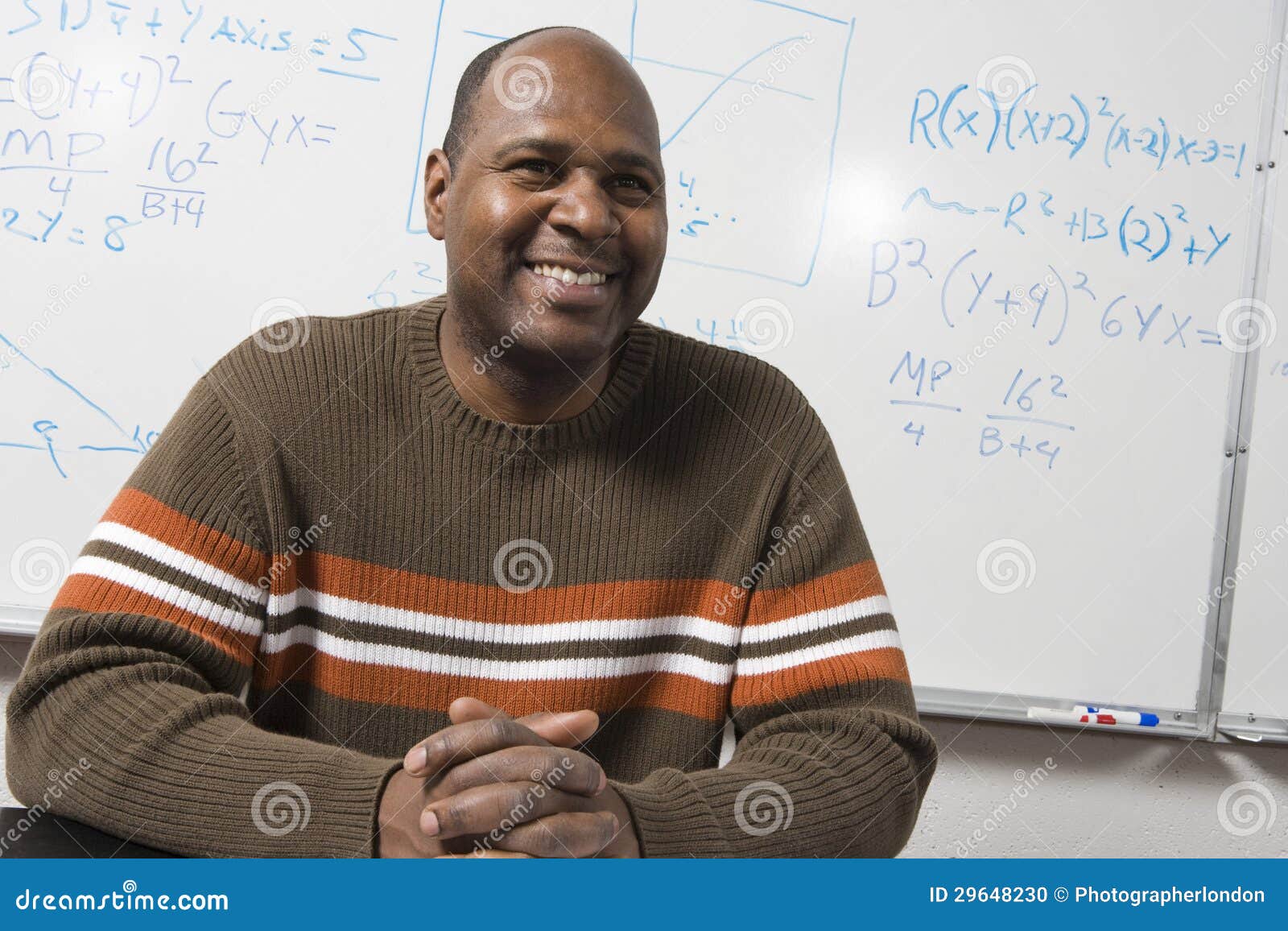 Happy Math Professor in Classroom Stock Photo - Image of looking ...