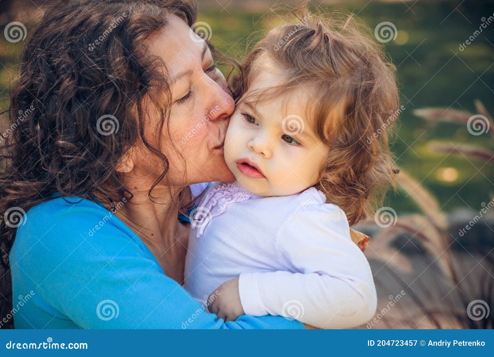 Happy Mather and Daughter in Summer Stock Image - Image of nature ...