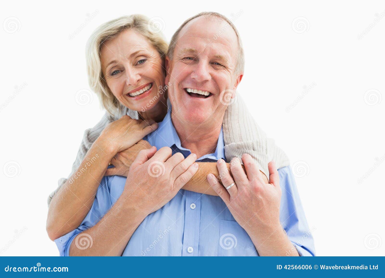 Happy Mature Couple Embracing Smiling at Camera Stock Photo - Image of ...