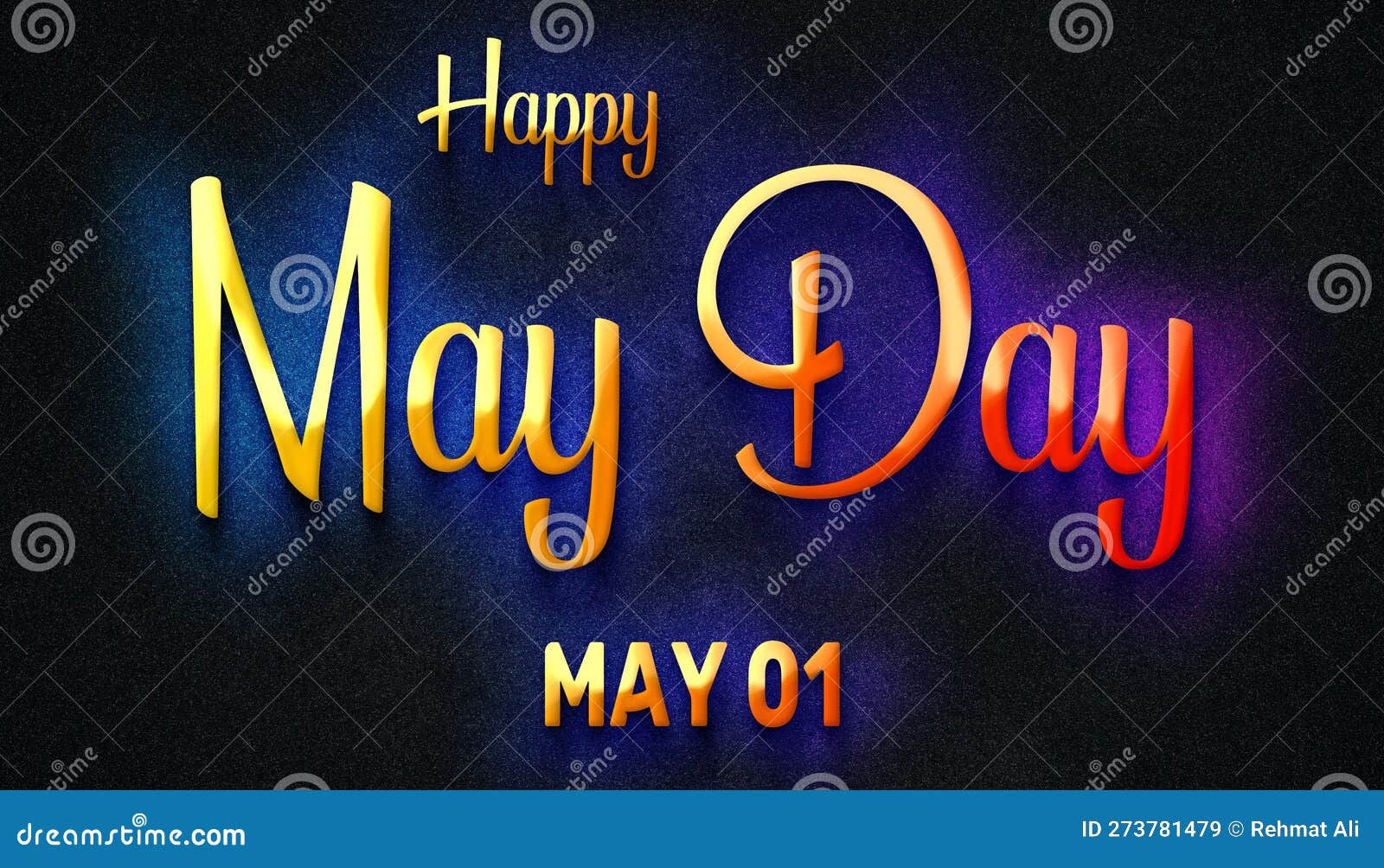 Happy May Day, May 01. Calendar of May Neon Text Effect, Design Stock ...