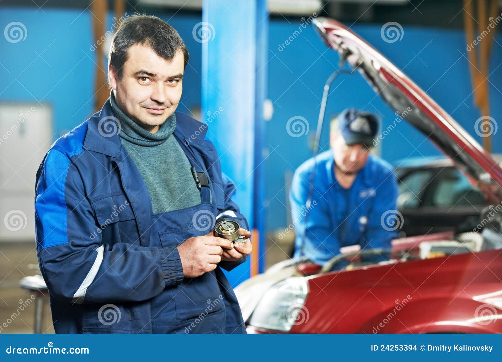 Happy Mechanic Technician at Service Station Stock Photo - Image of ...