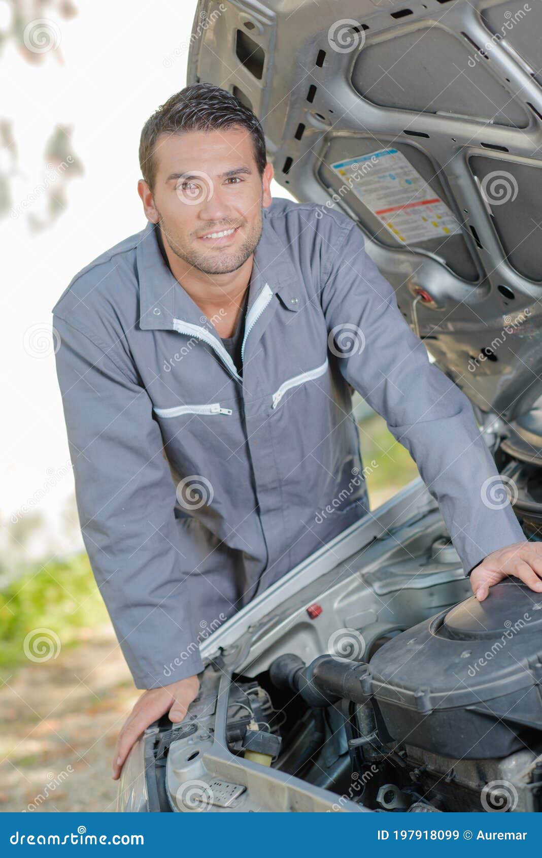 Happy mechanic at work stock image. Image of work, engine - 197918099