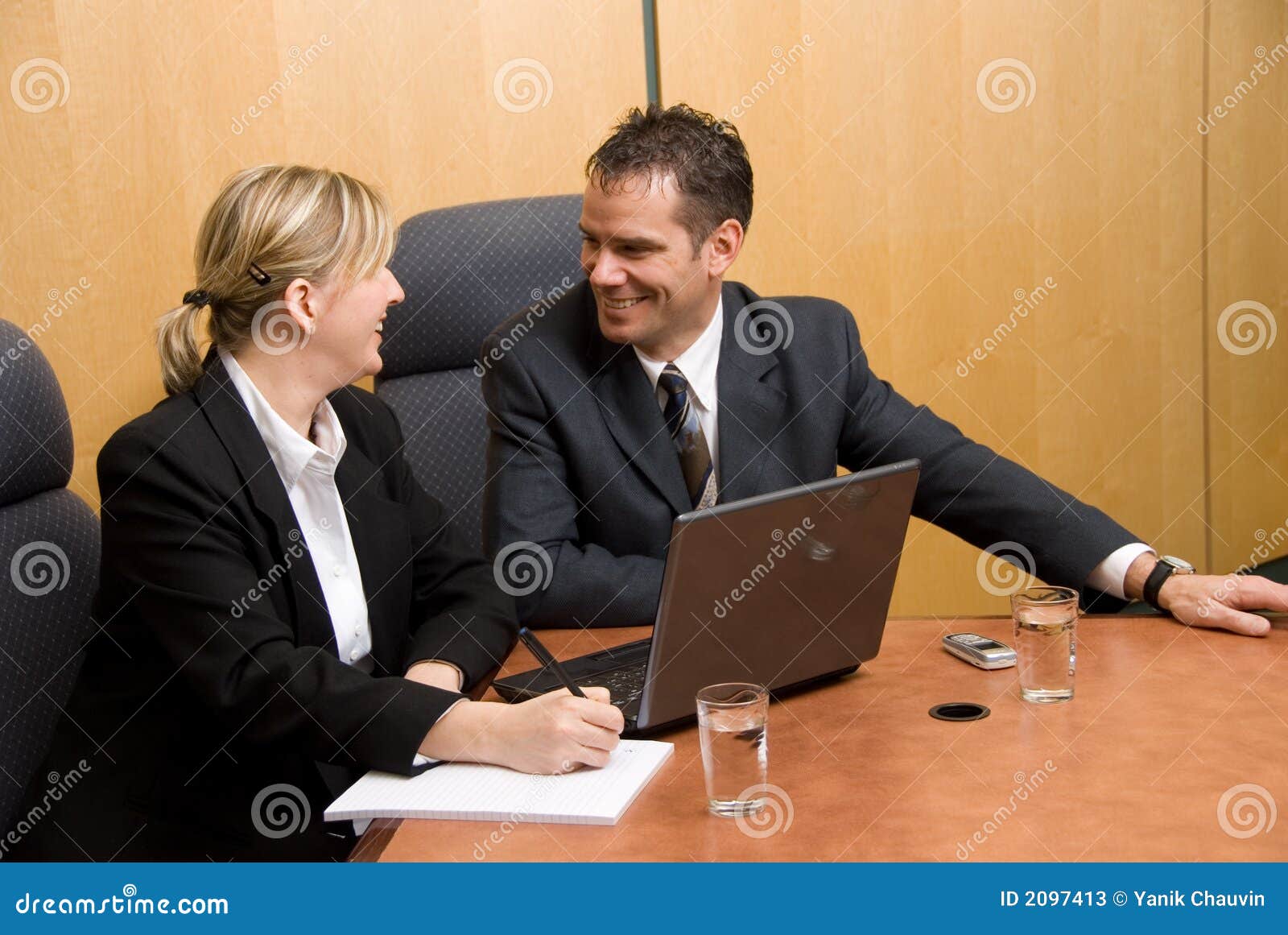Happy meeting stock image. Image of computer, office, paper - 2097413