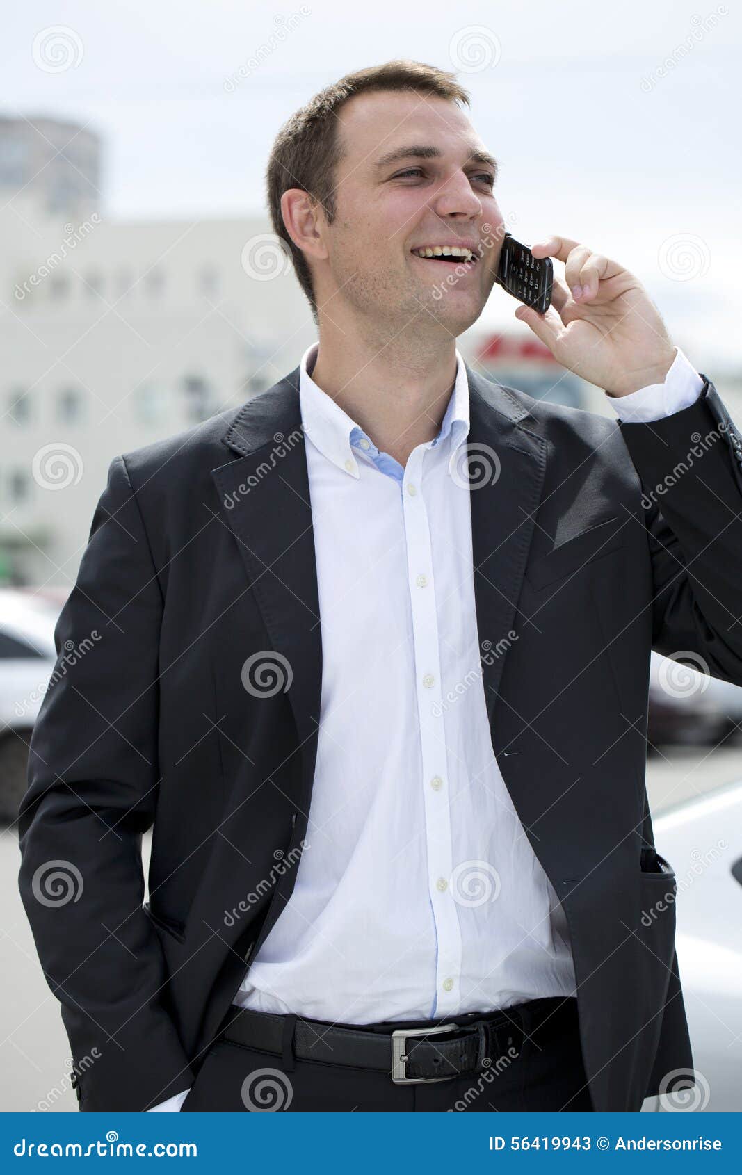 Happy men calling by phone stock image. Image of message - 56419943