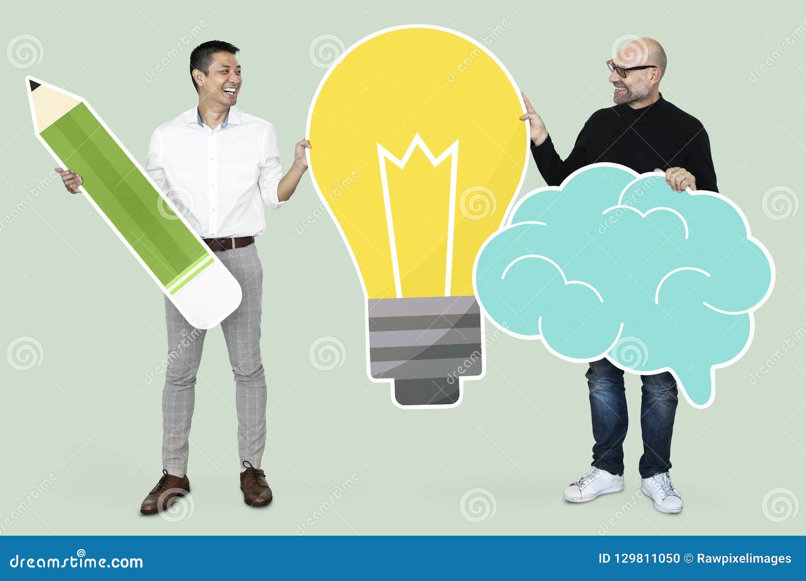 Happy Men with Creative Ideas Stock Photo - Image of innovation ...