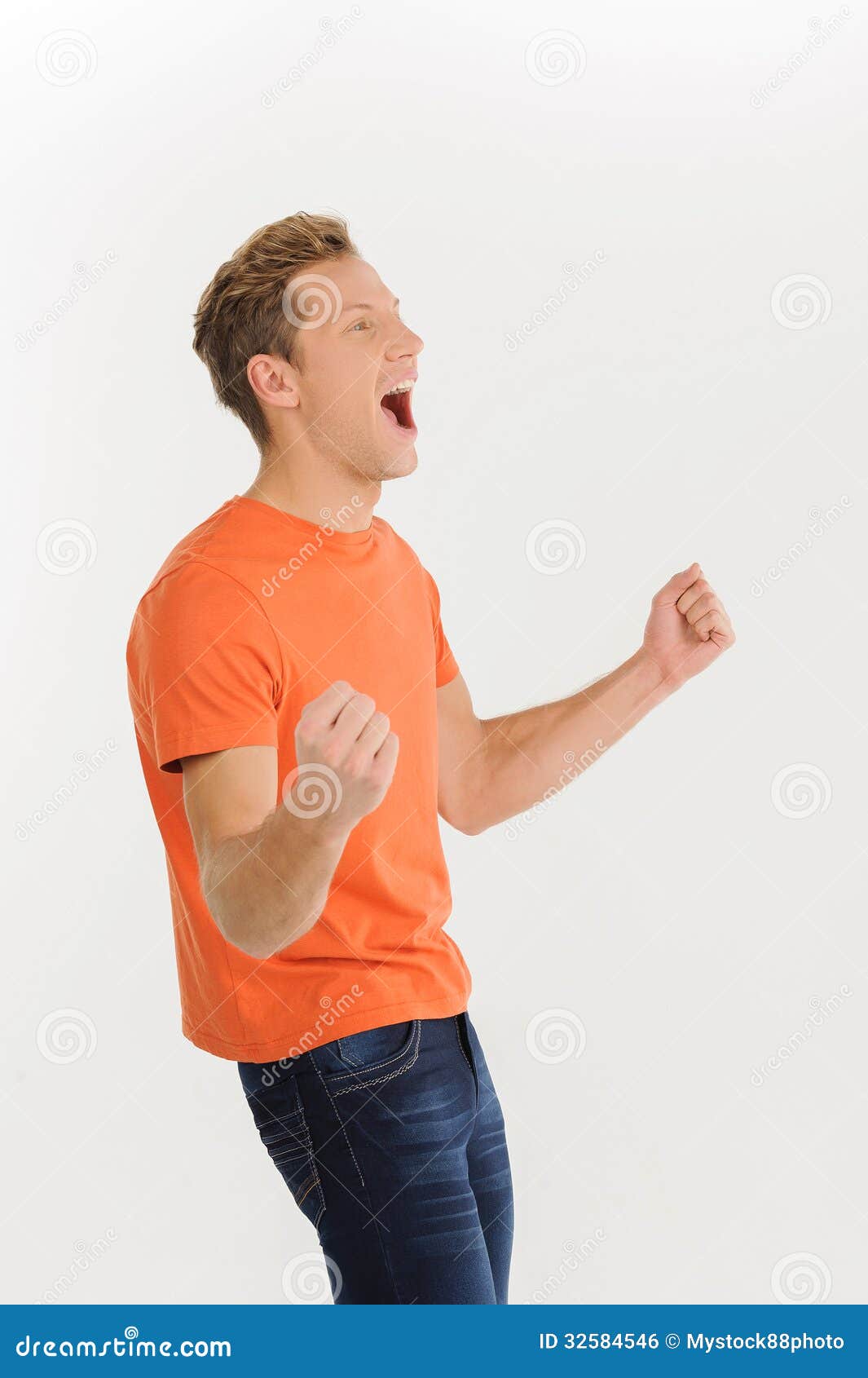 Happy men. stock photo. Image of excitement, brown, isolated - 32584546
