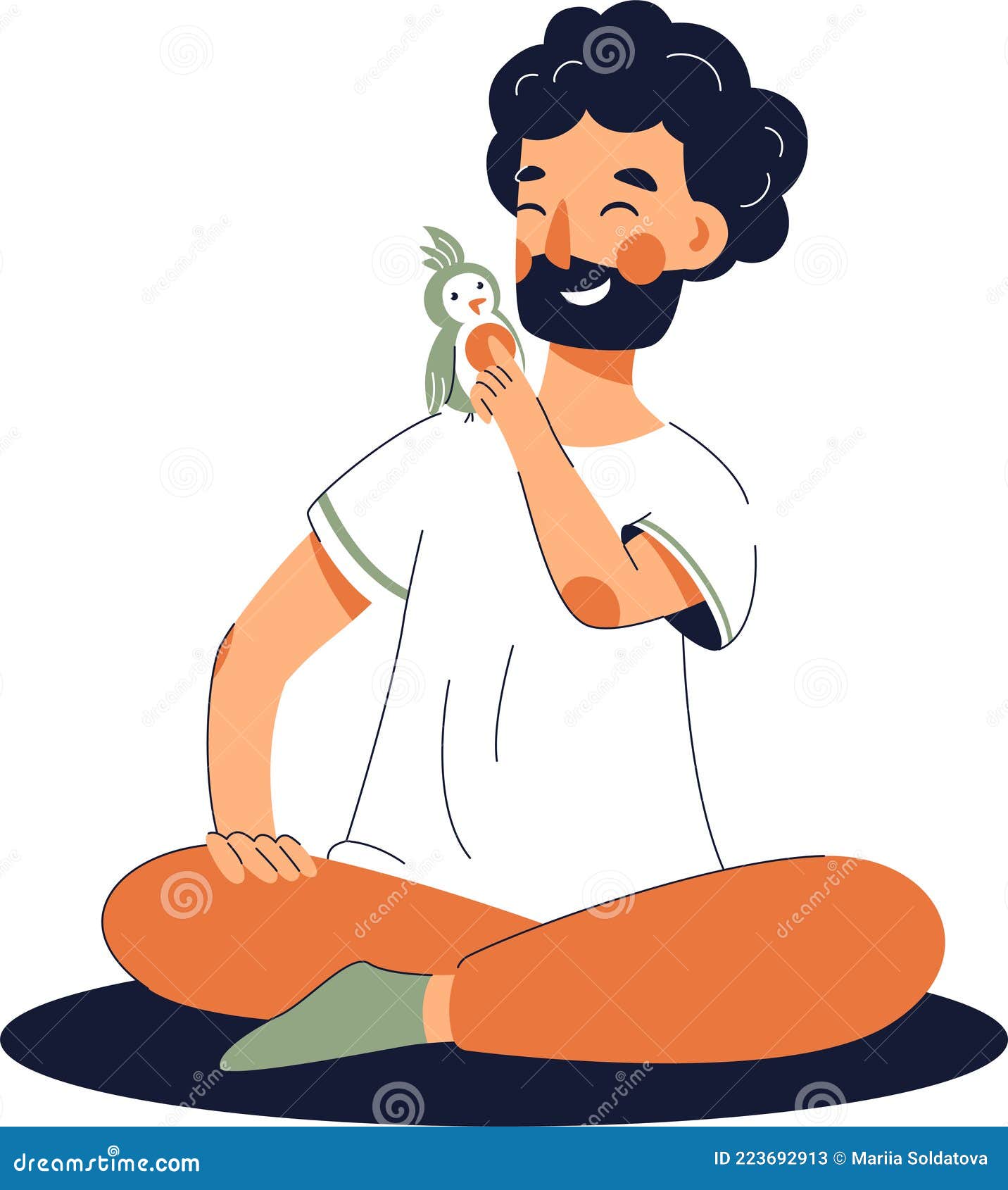 Happy Men with Funny Parrot. Cute Boy with Pet Stock Vector ...