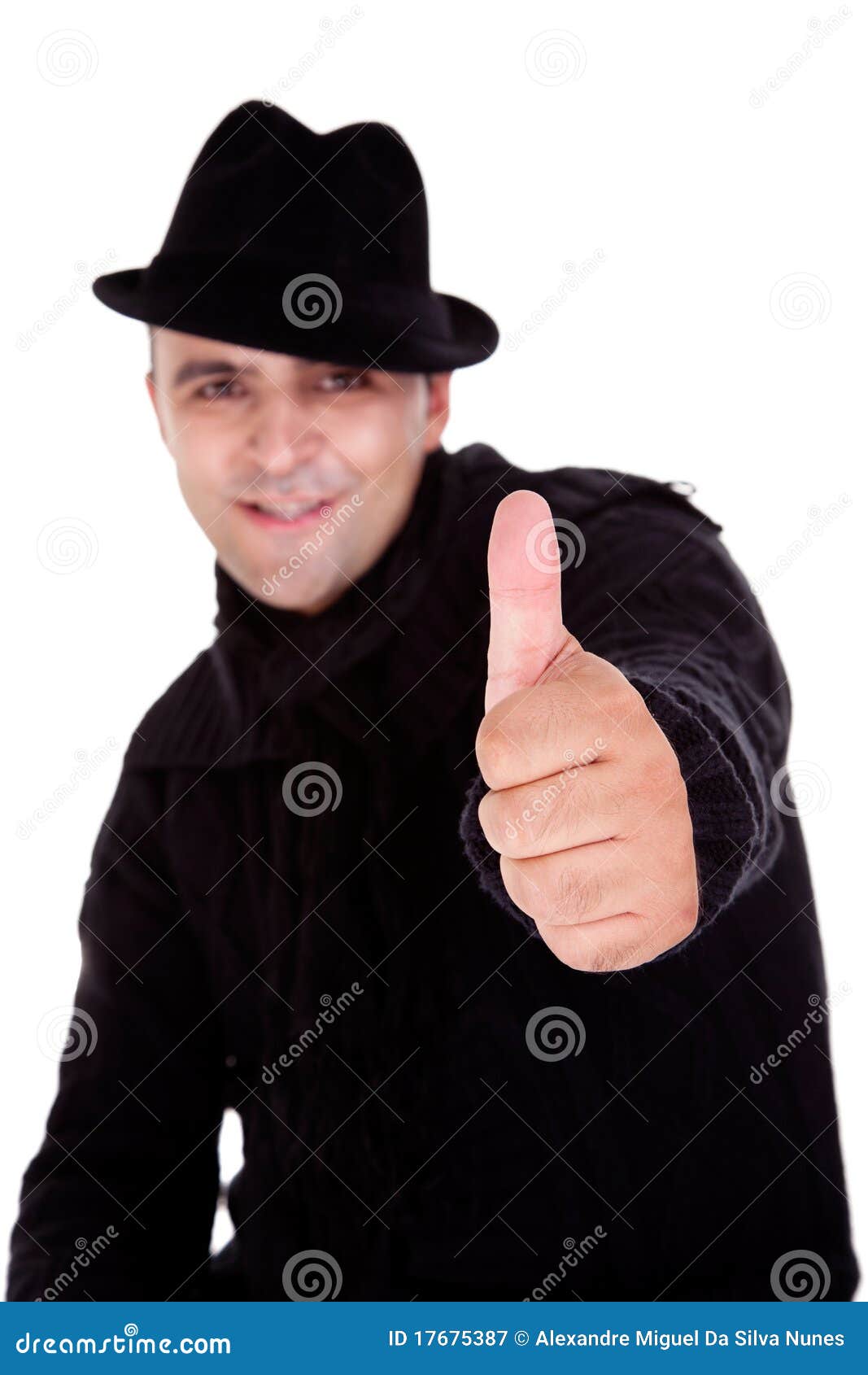 Happy Men with Hat and Thumbs Up Stock Image - Image of people ...