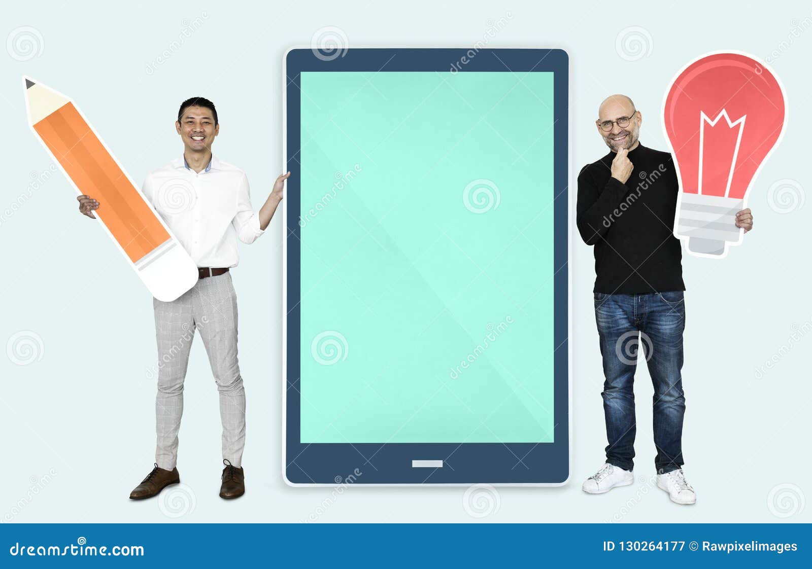 Happy Men with Innovative Ideas Stock Image - Image of electric ...