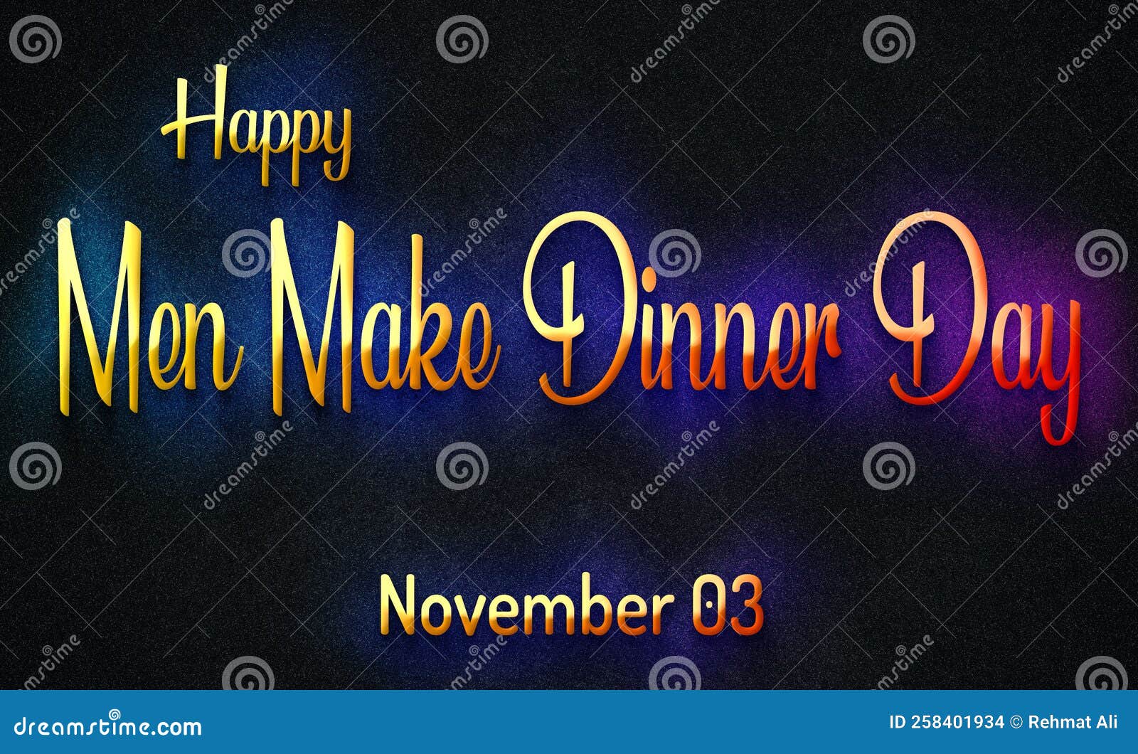 Happy Men Make Dinner Day, November 03. Calendar of November Retro Text ...