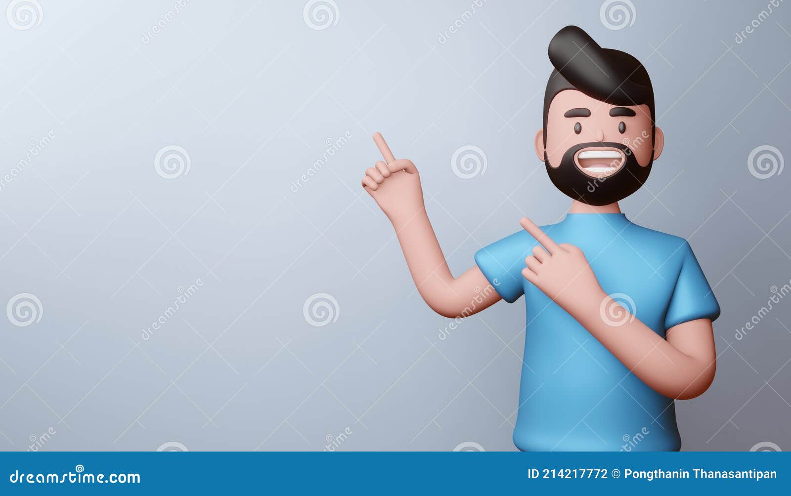 Happy Men Pointing Fingers, 3d Rendering Stock Illustration ...