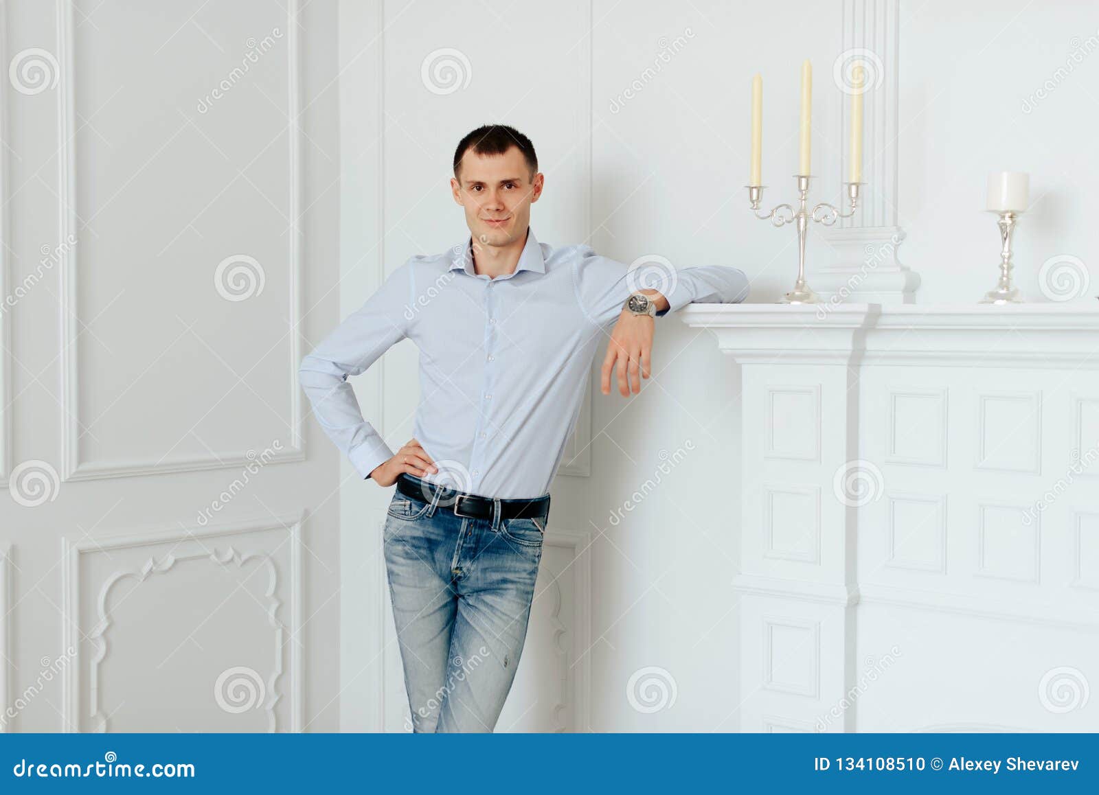 Happy Man in a Room in the Interior Stock Photo - Image of generation ...