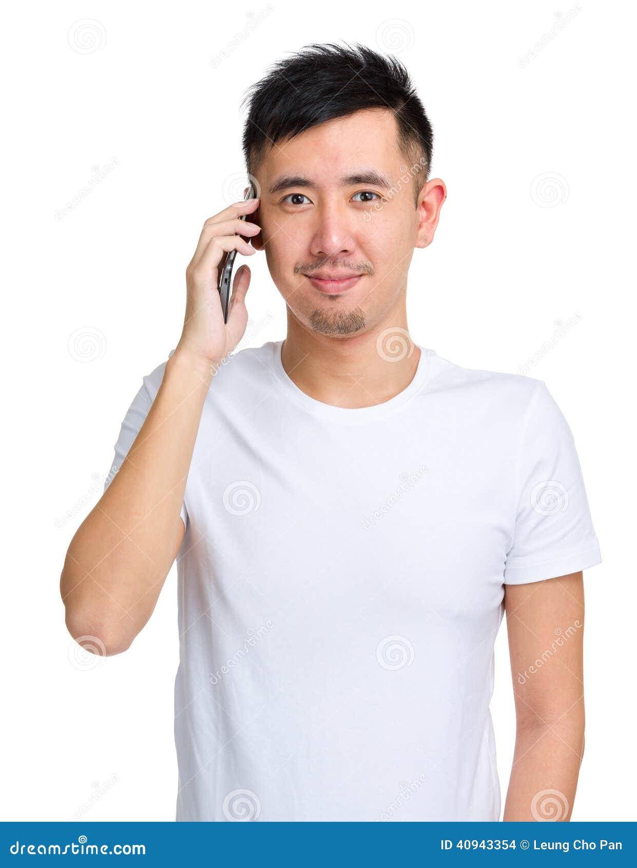 Happy Men Standing with Phone Stock Photo - Image of asia, happiness ...