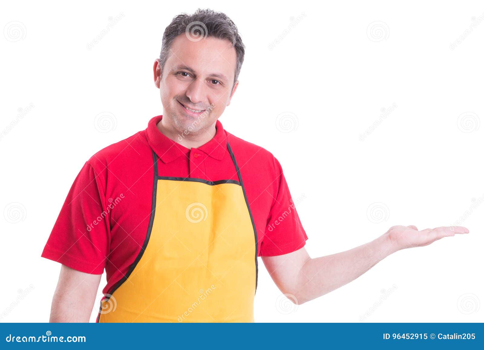 Happy Merchandiser Indicate To Copyspace Stock Image - Image of ...