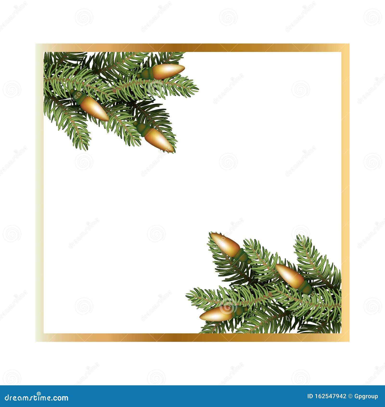 Happy Merry Christmas Tree Branches Frame Stock Vector - Illustration ...