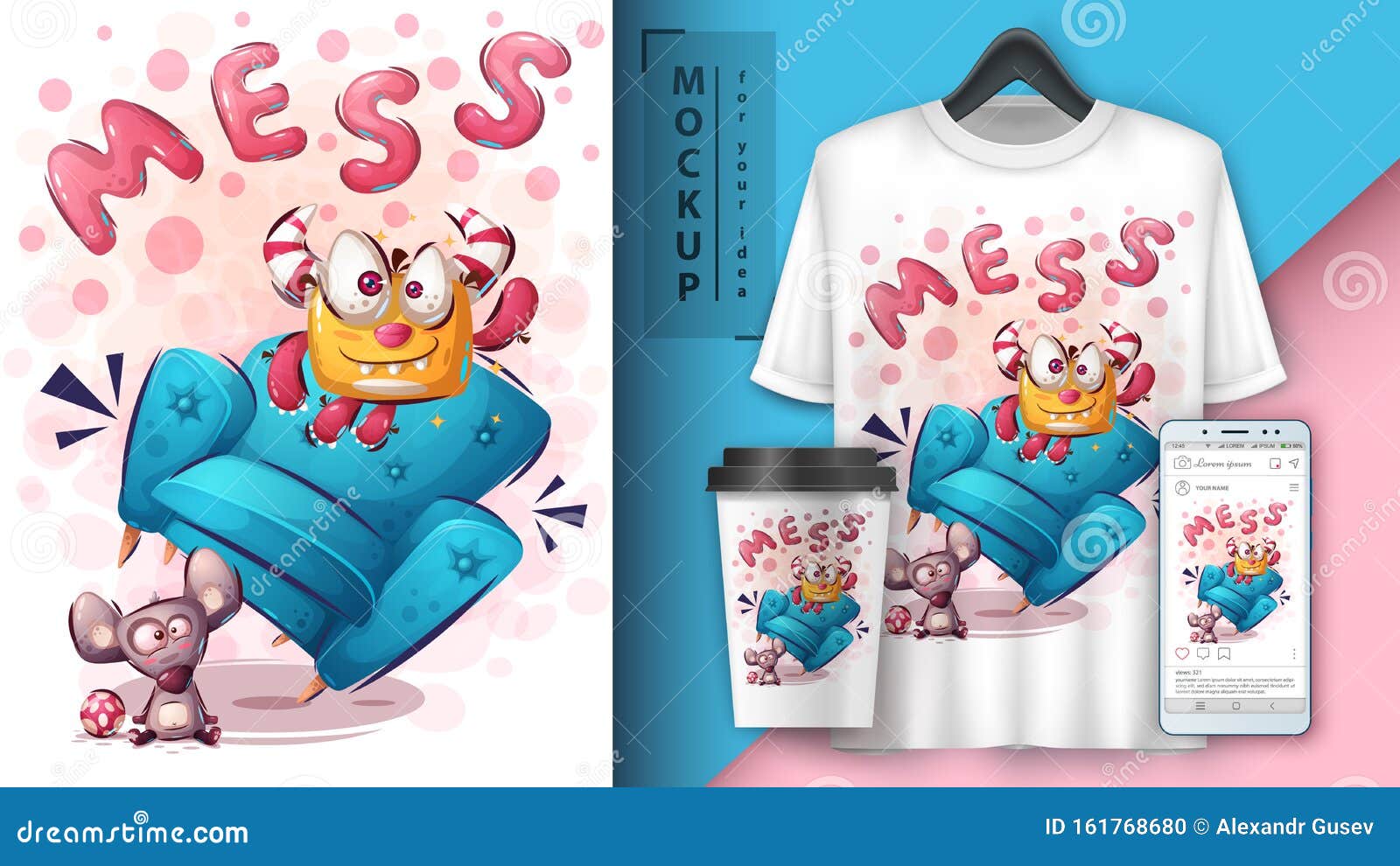 Happy Mess Poster and Merchandising Stock Vector - Illustration of ...