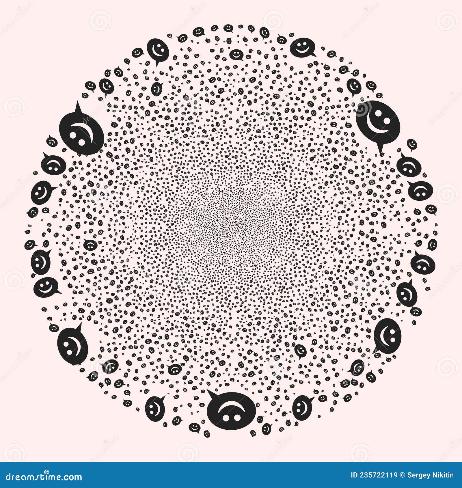 Cluster Explosion Black Background Retro Posterr Vector Illustration ...