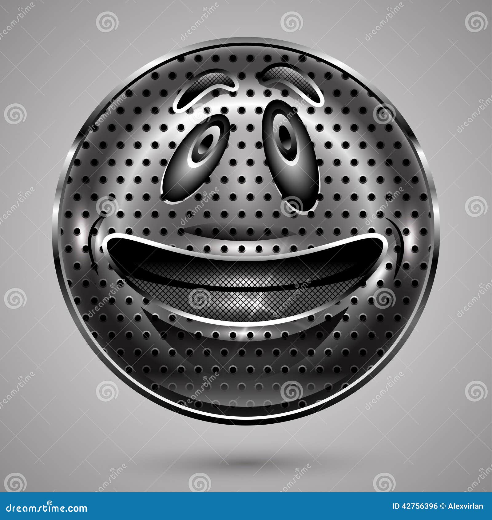 Happy Metal Smiley Face Button Stock Vector - Illustration of emoticon ...