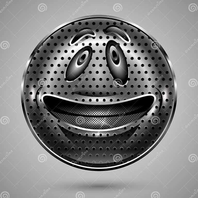 Happy Metal Smiley Face Button Stock Vector - Illustration of emoticon ...