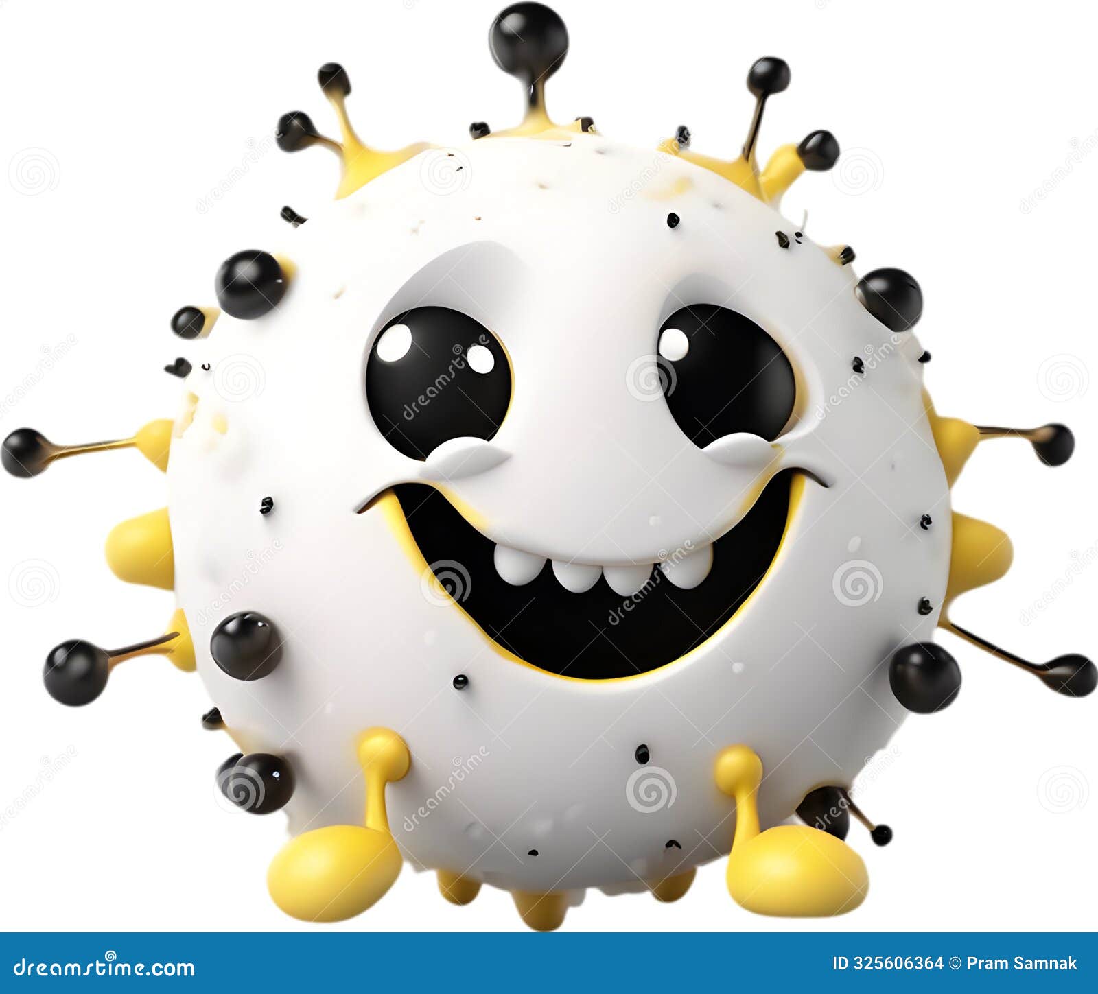 Smiling Virus, Cute Cartoon Pathogen Icon. Stock Illustration ...