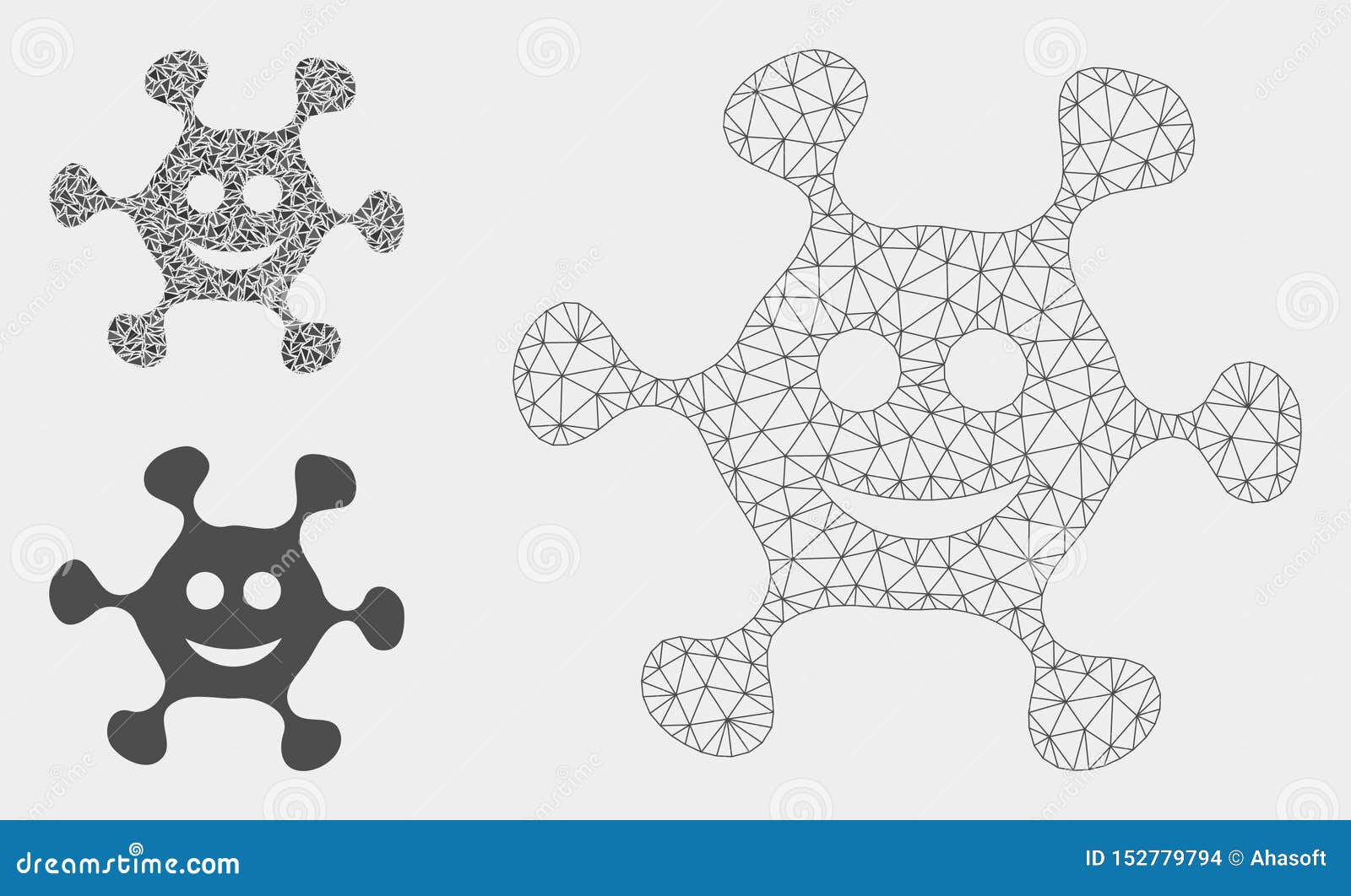 Happy Microbe Vector Mesh 2D Model and Triangle Mosaic Icon Stock ...