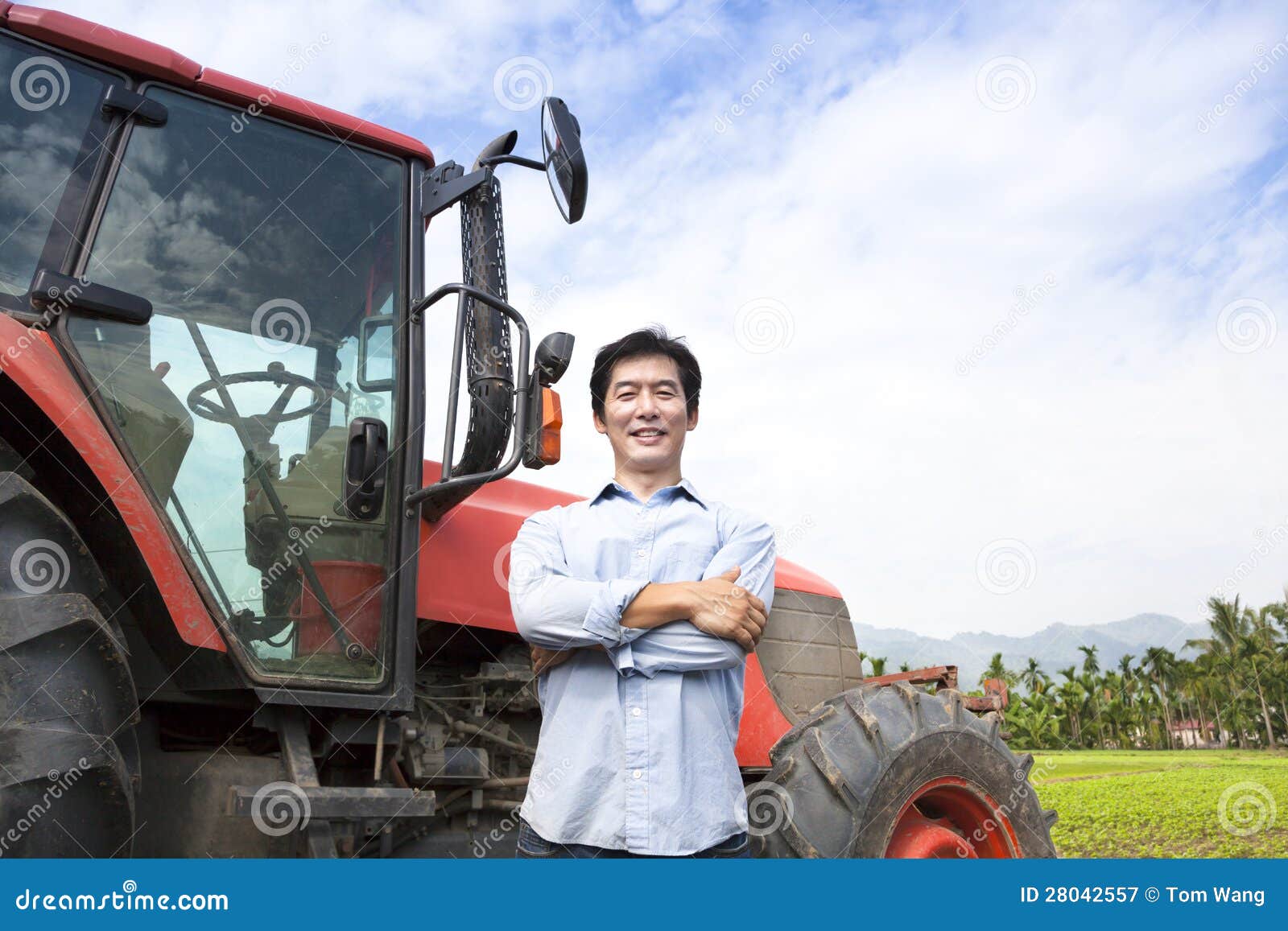 Happy Middle Aged Asian Farmer Stock Image - Image of crop, landscape ...