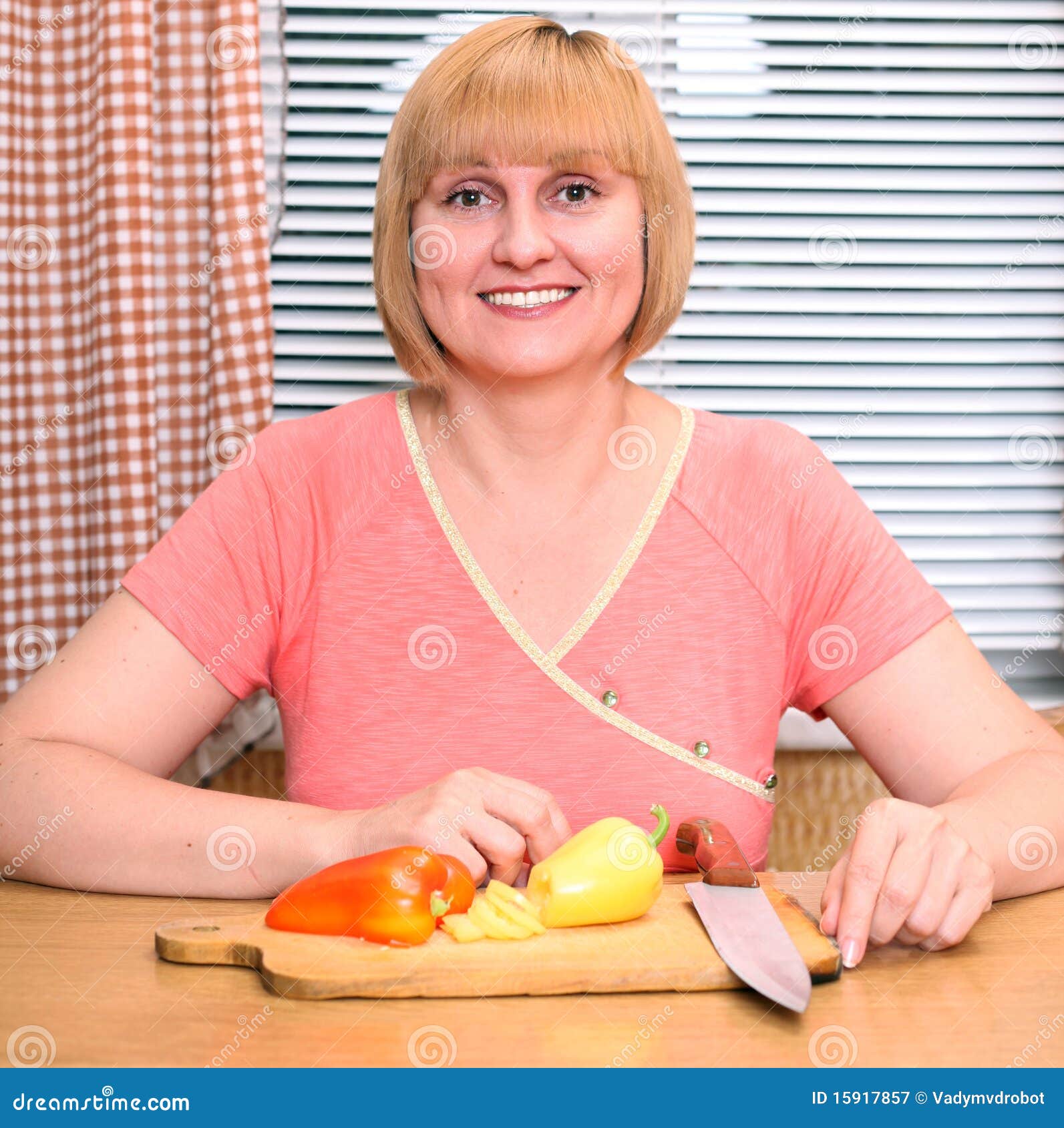 Happy Middle-aged Woman Cooking Stock Image - Image of food, female ...