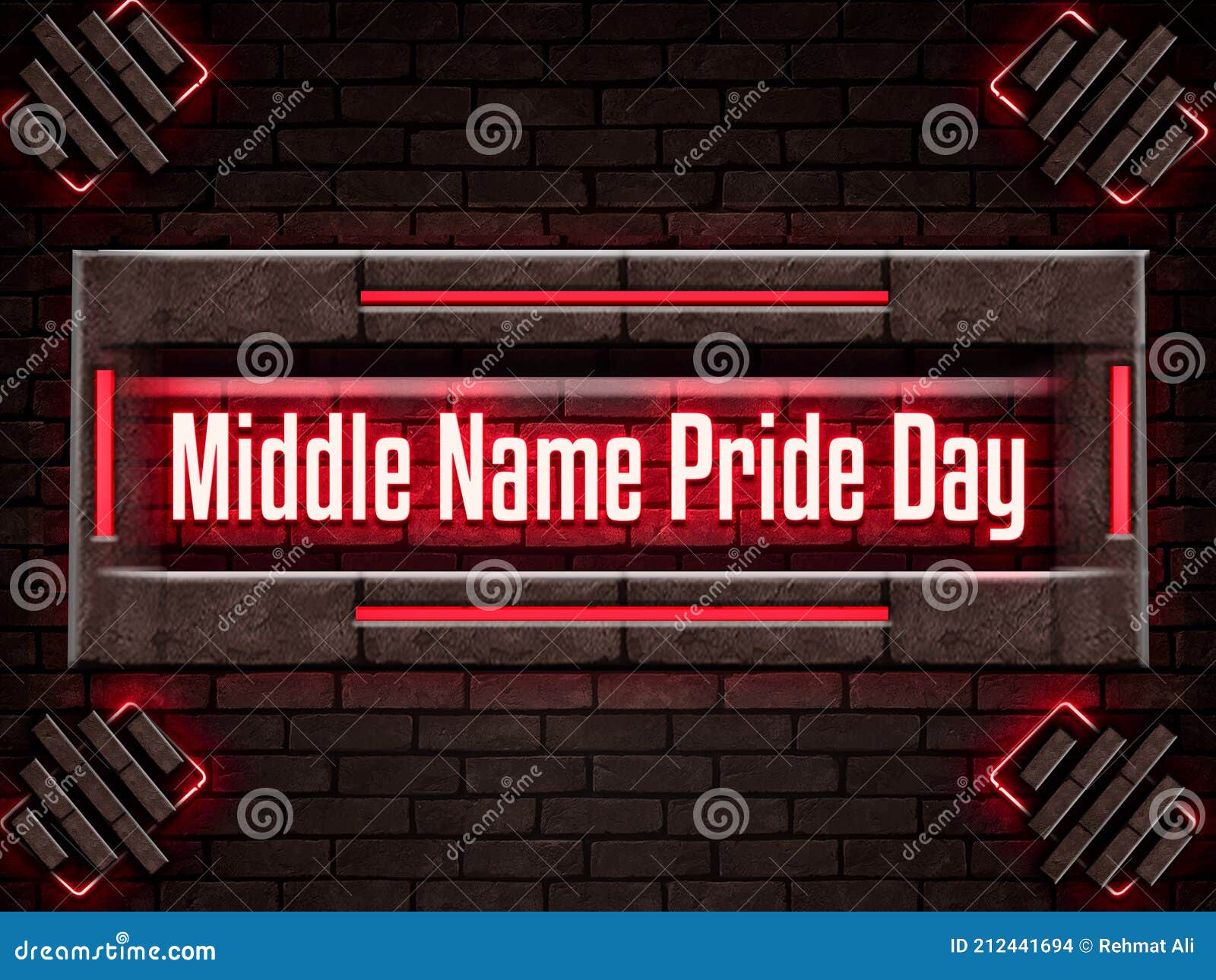 March Month , Middle Name Pride Day, Neon Text Effect on Bricks ...