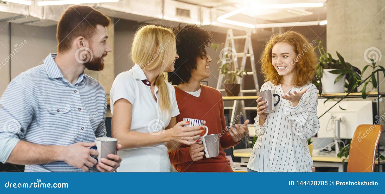 Happy Millennial Team during Break Time in Office Stock Image - Image ...