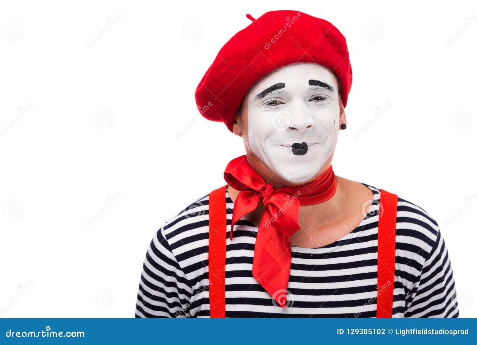 Happy Mime Looking at Camera Stock Photo - Image of pantomime, face ...
